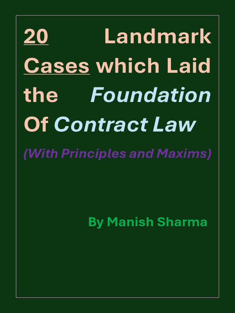 Landmark Cases in Contract Law | PDF | Damages | Liquidated Damages