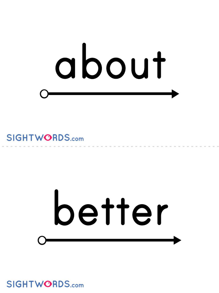 Dolch Sight Words Flash Cards 3rd 2up | PDF