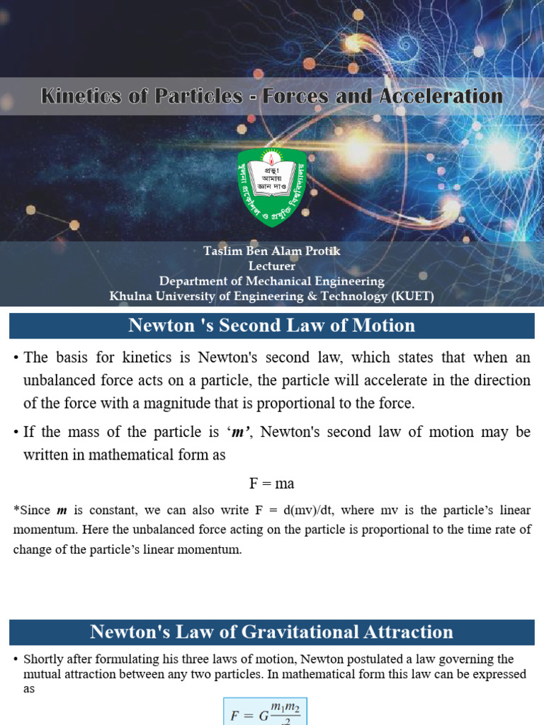 Kinetics of Particles: Forces & Motion | PDF | Force | Newton's Laws Of ...