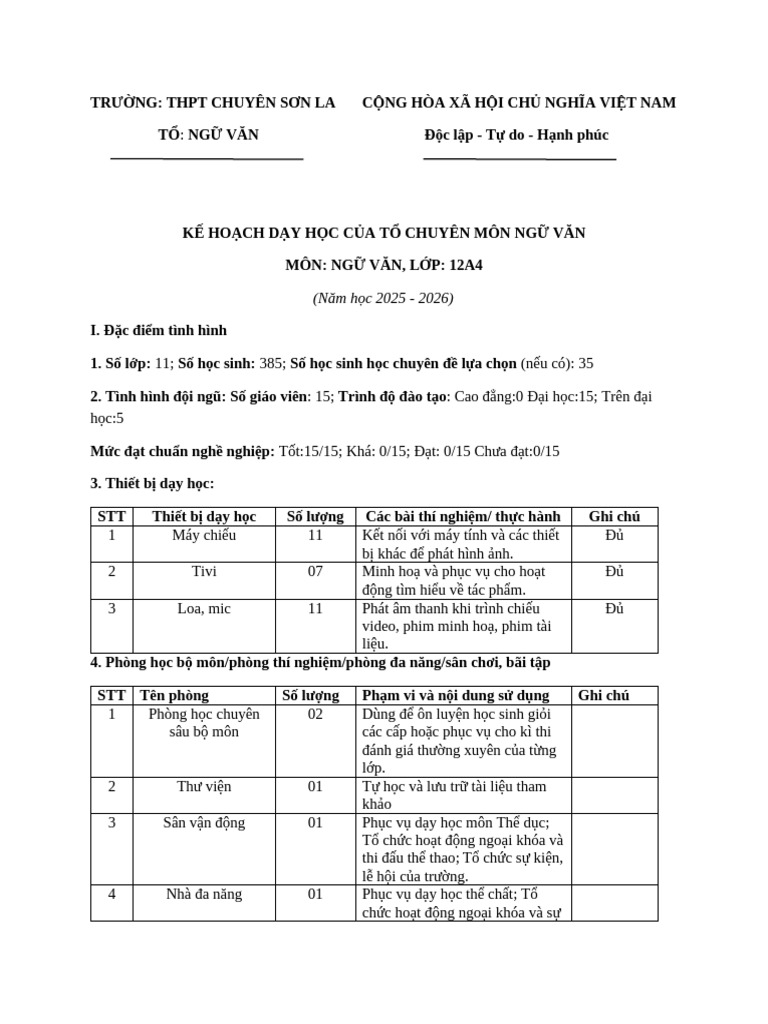 KHDH Văn 6 | PDF