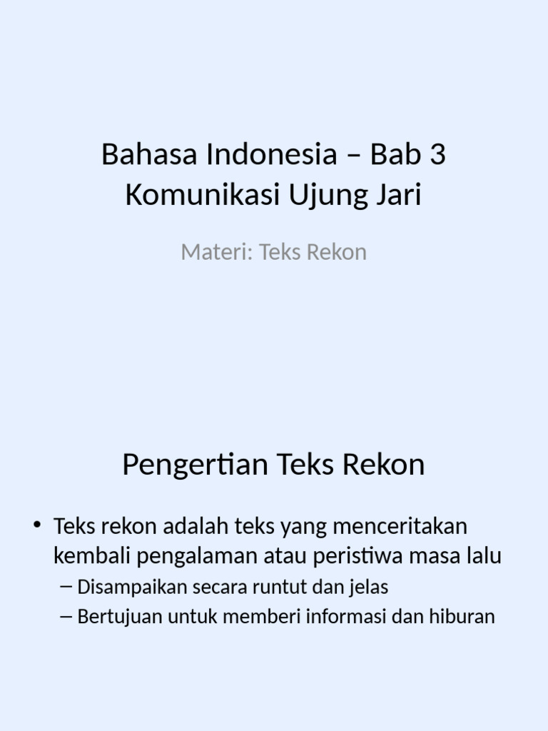 Teks Rekon Bahasa Indonesia | PDF