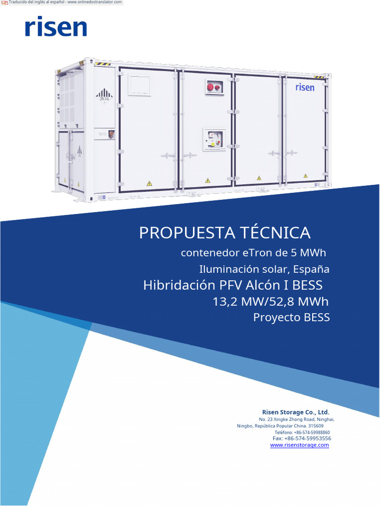 Propuesta Técnica BESS 13,2 MW España | PDF | Refrigerante | Líquidos