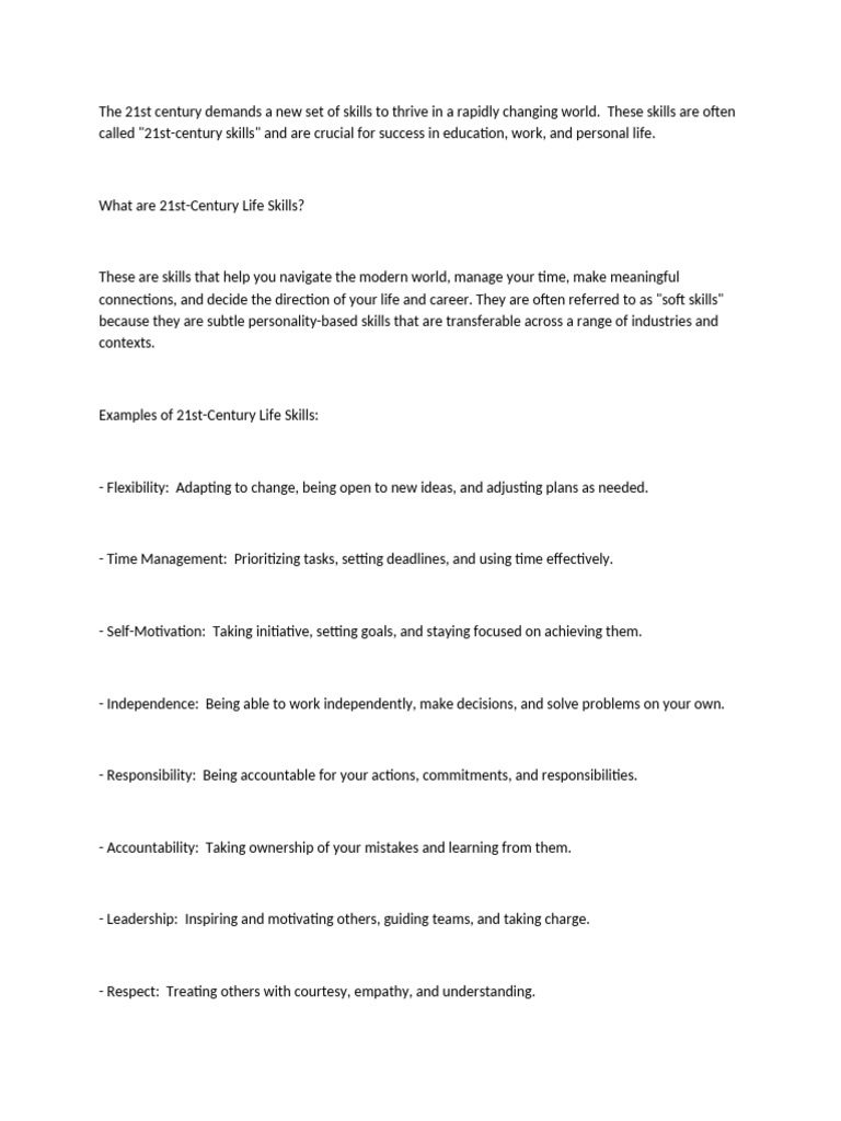 Essential 21st-Century Life Skills | PDF