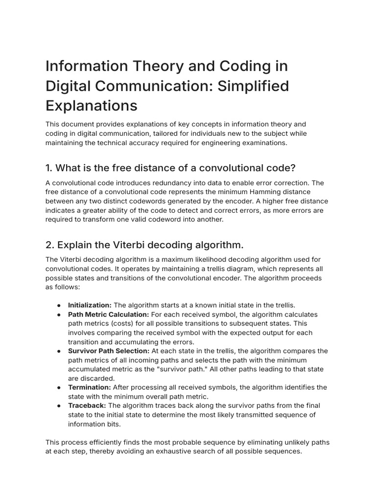 Information Theory in Digital Communication | PDF | Error Detection And ...