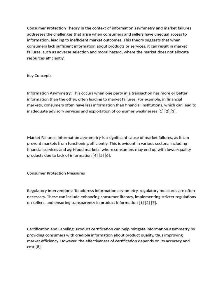 Consumer Protection and Information Asymmetry | PDF | Market (Economics ...
