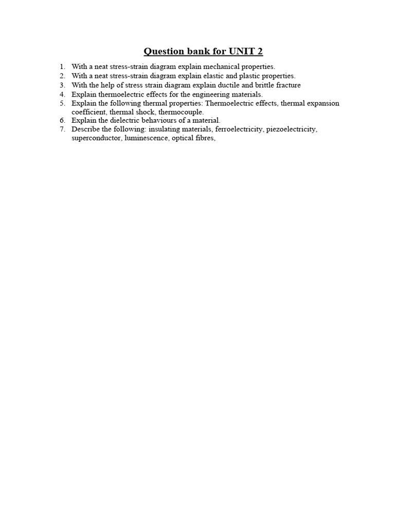 Question Bank For UNIT 2 | PDF
