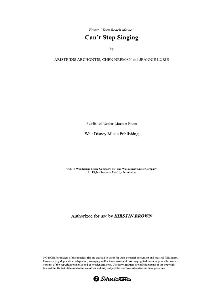 Can't Stop Singing PDF | PDF