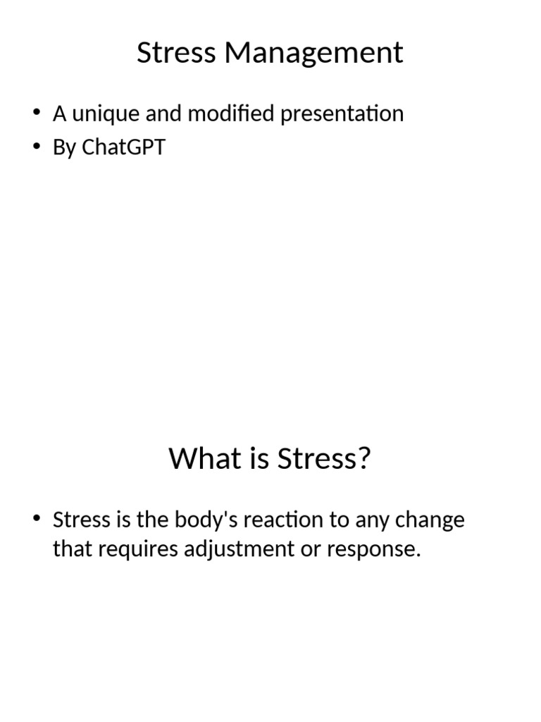 Stress Management Presentation | PDF