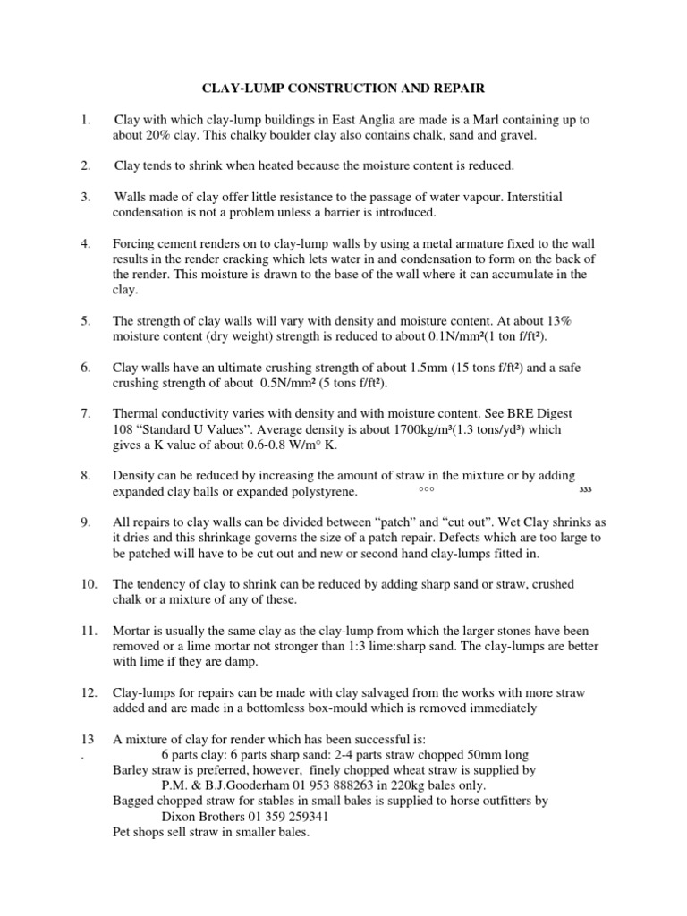 Clay-Lump Building Guide | PDF | Ton | Density