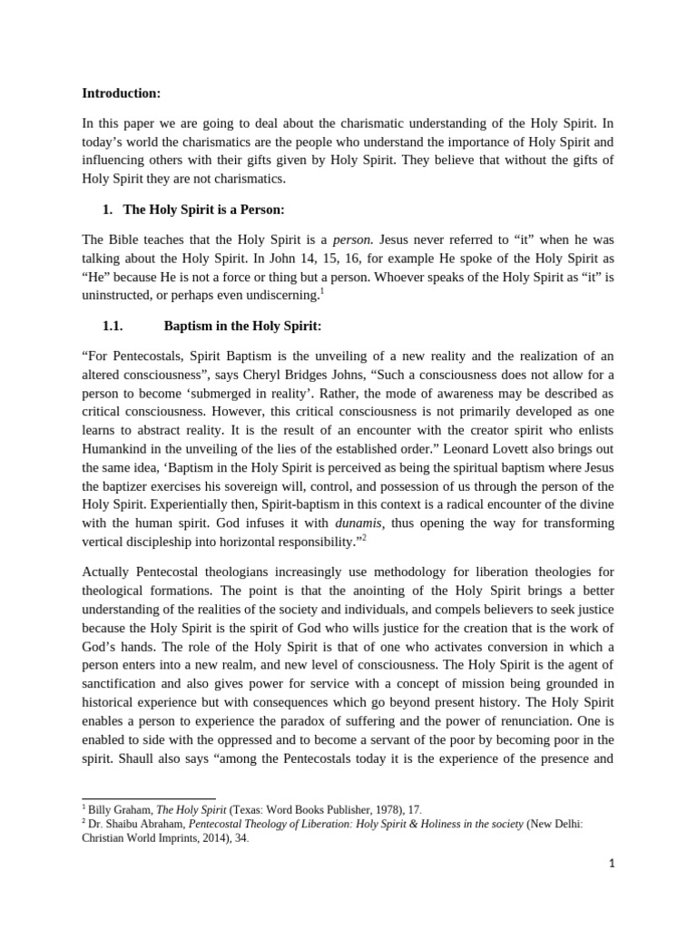 Understanding the Charismatic Holy Spirit | PDF | Pentecostalism ...