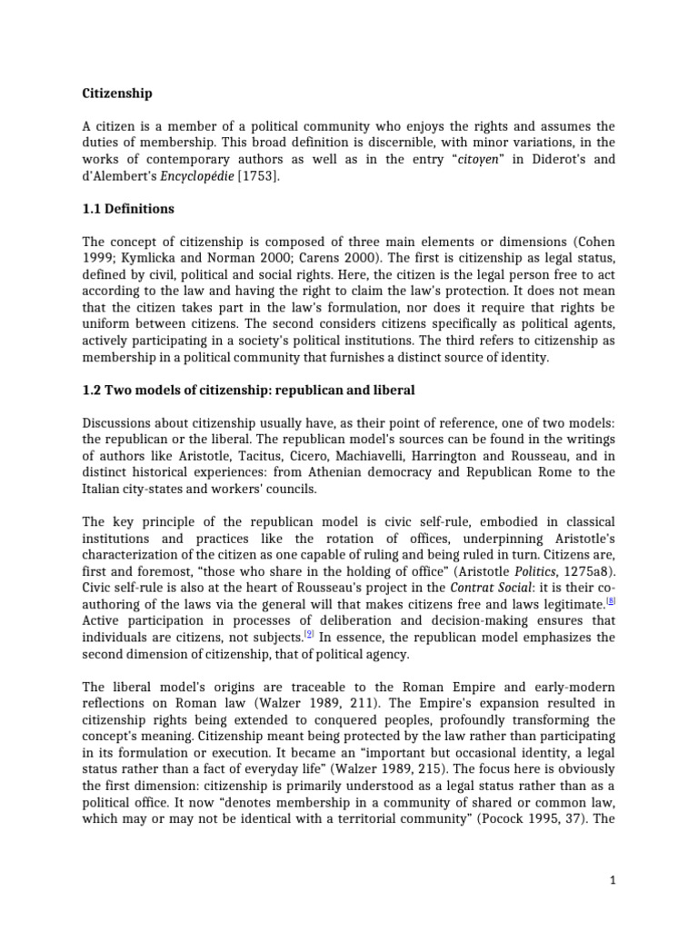 Understanding Citizenship Models | PDF | Citizenship | Affirmative Action