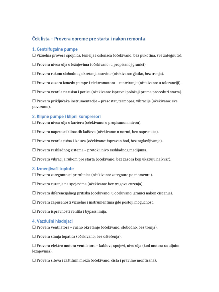 Cek Lista Pre Starta Remonta | PDF