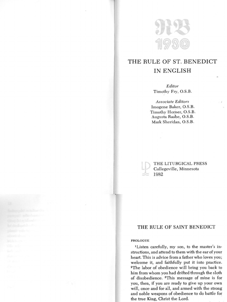 Rule of St. Benedict | PDF