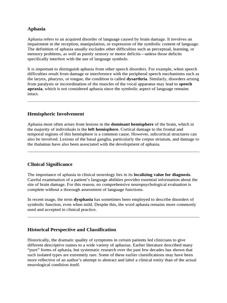 Aphasia 1 | PDF | Aphasia | Speech