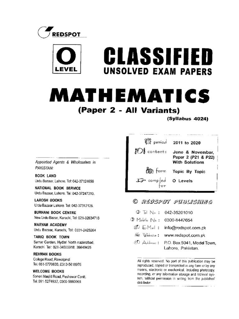 Past Papers - O Level Math Paper 2 | PDF