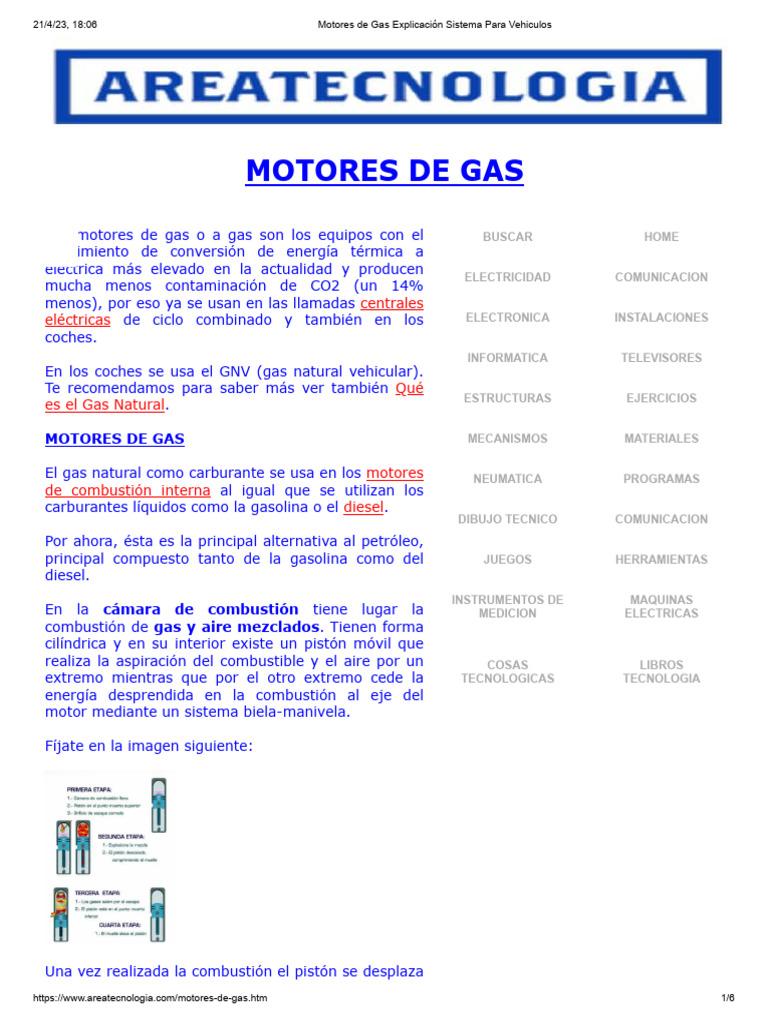 Motores de Gas: Funcionamiento y Ventajas | PDF | Motores | Gasolina