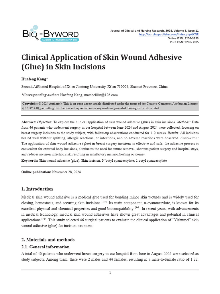 Clinical Application of Skin Wound Adhesive Glue I | PDF | Wound ...