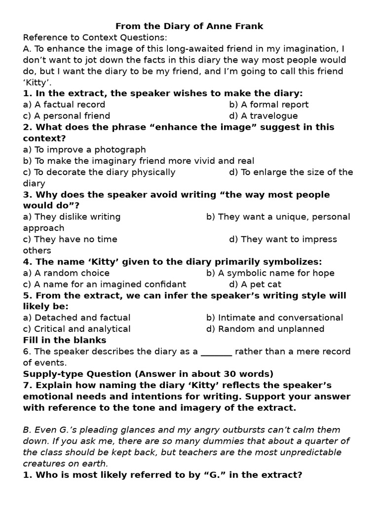 Anne Frank Test | PDF | Jokes | Behavioural Sciences