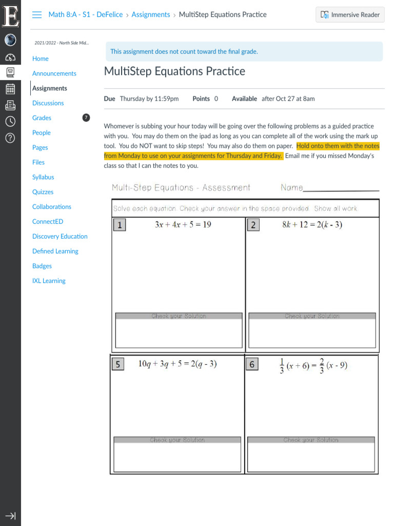 MultiStep Equations Practice | PDF