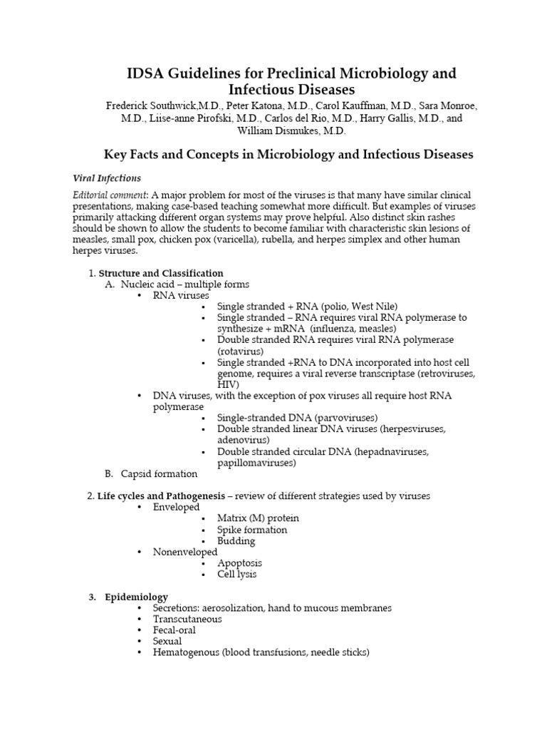 IDSA Preclinical Guidelines on Microbiology | PDF | Virus | Tuberculosis