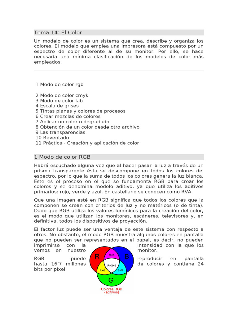 Modelos de Color: RGB, CMYK y Más | PDF | Color | Modelo de color Rgb