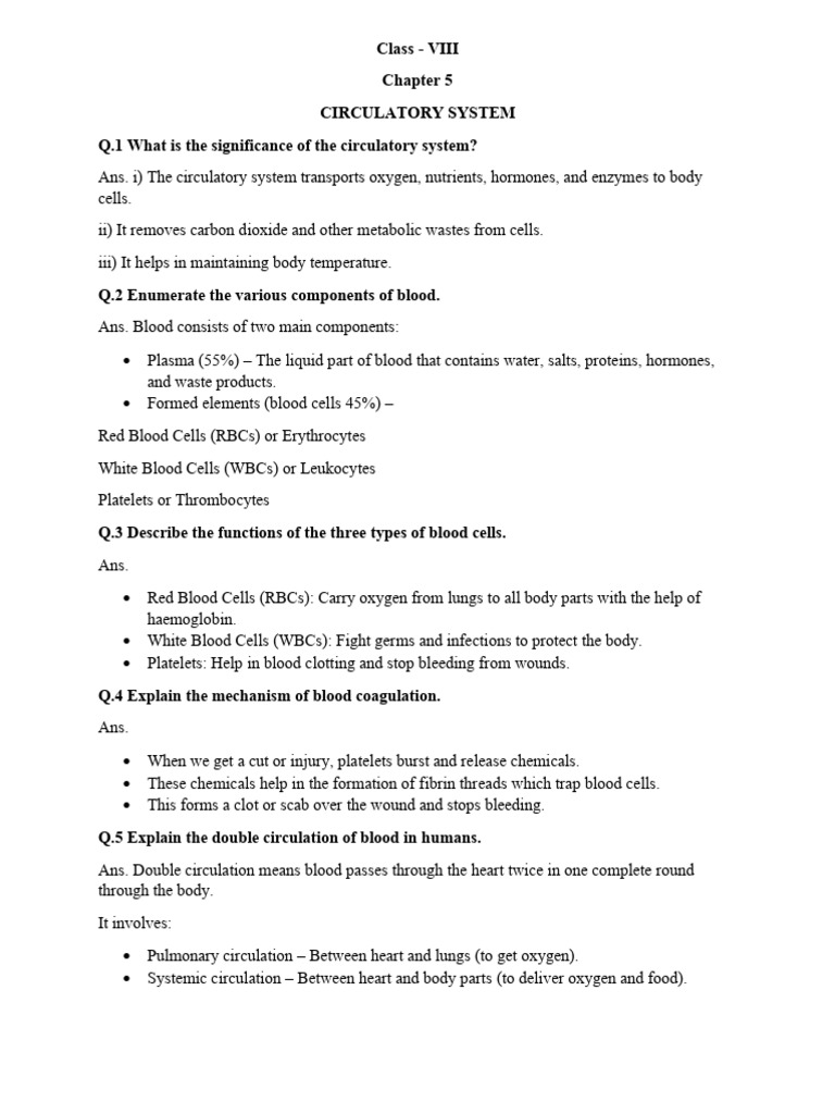 Chapter 5 Class VIII-1 | PDF | Blood | Heart Valve