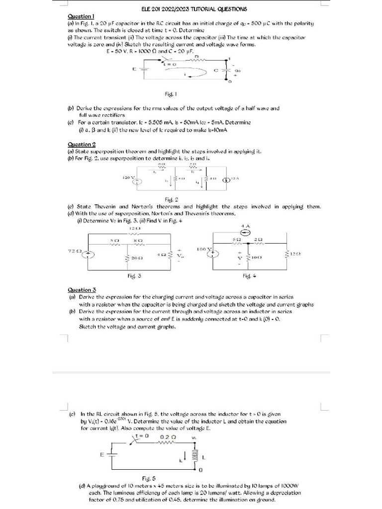 ELE 201 Tutorial Soln Charlie P. - Compressed | PDF