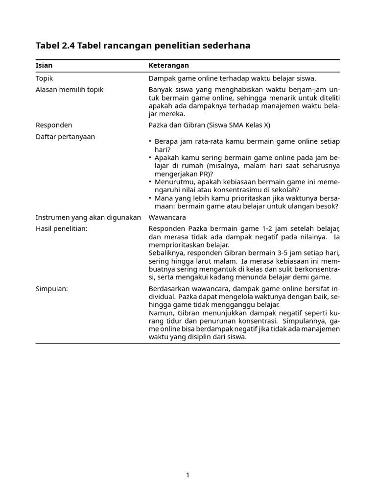 Tabel 2.4 Rancangan Penelitian Sederhana | PDF
