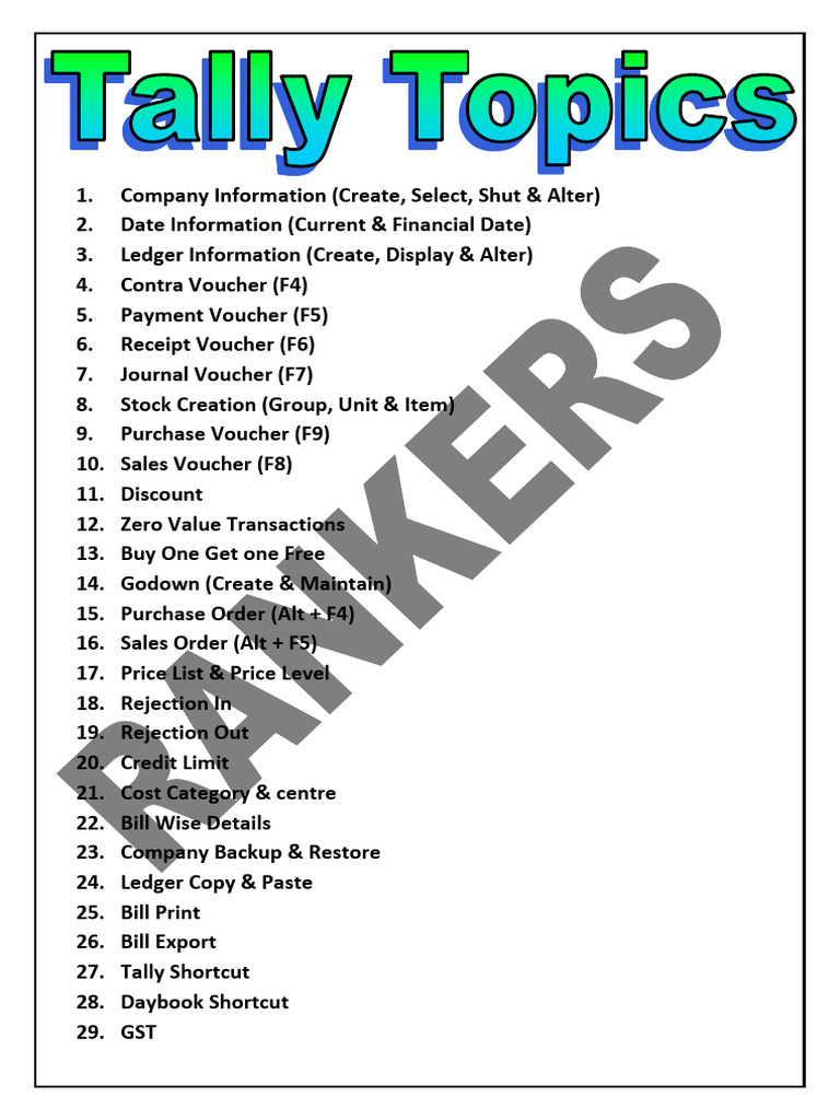 Tally Topics | PDF
