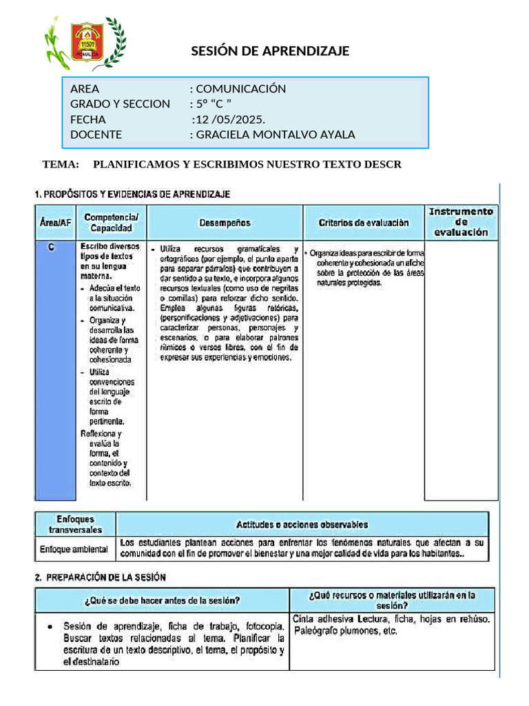 Escribimos Textos Descriptivos | PDF