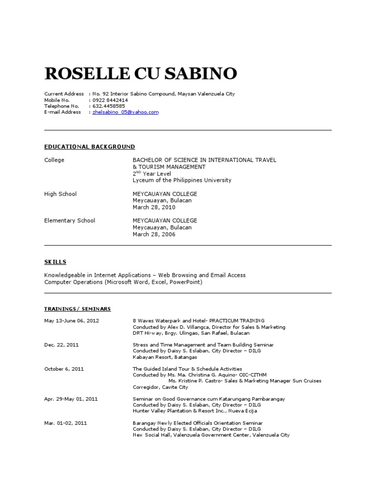 Sel CV | PDF | College | Philippines