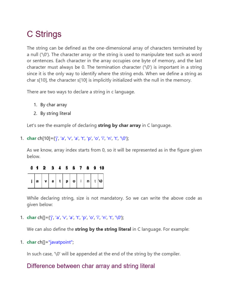 Understanding C Strings and Their Usage | PDF | String (Computer ...