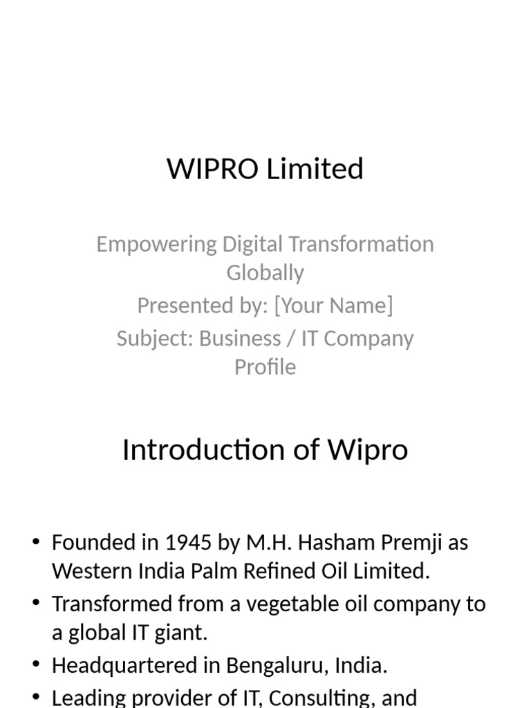 Wipro Presentation | PDF