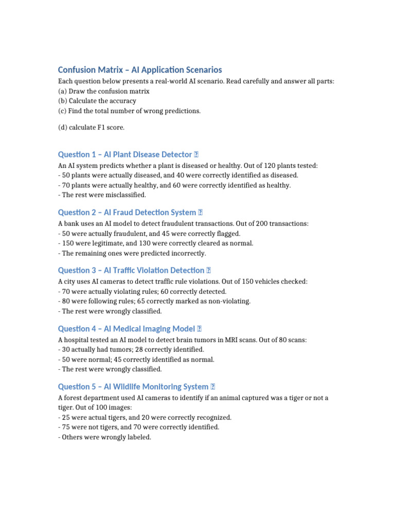 Confusion Matrix AI Scenarios | PDF