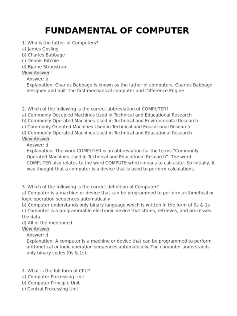 Fundamental of Computer | PDF | Bit | Computer Data Storage