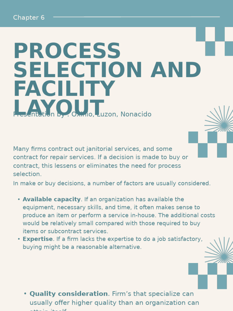Process Selection and Facility Layout | PDF | Business | Economies