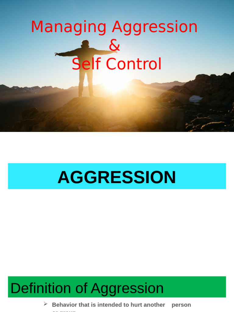 Managing Aggression and Self Control | PDF | Aggression | Self Control