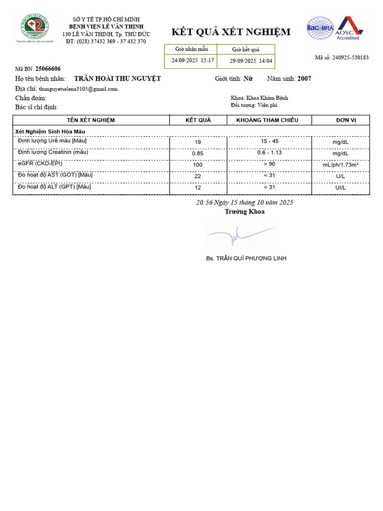 K TQU Xét Nghi M: N 2007 TR N Hoài Thu Nguy T | PDF