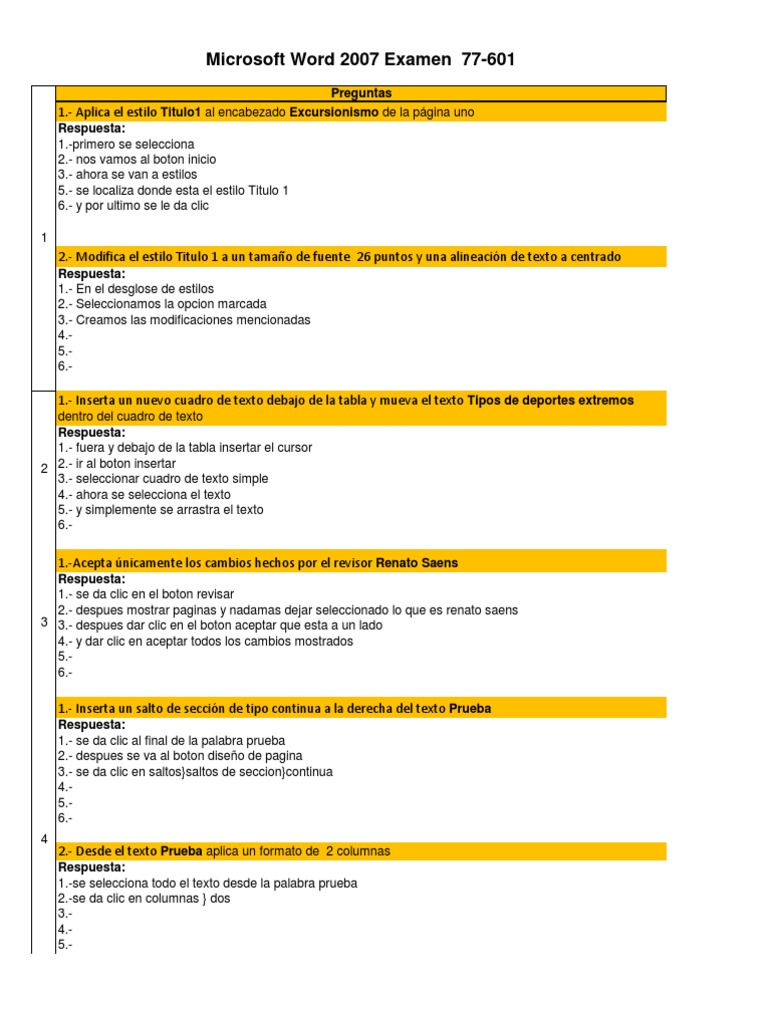 Preguntas Word 2007 para Curso Personalizado | PDF | Microsoft Word | Point and Click
