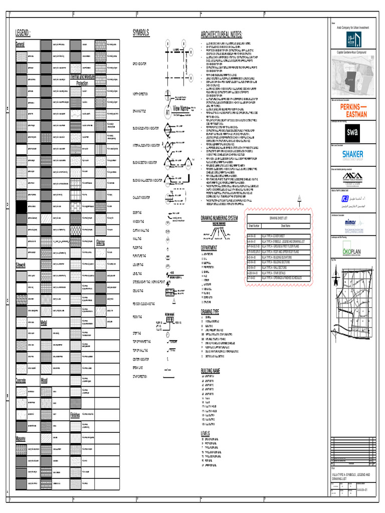 Legend: Symbols Architectureal Notes:: View Name A1 | PDF | Masonry ...