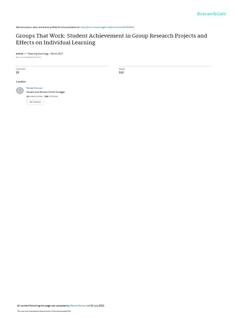 Student Achievement in Group Projects | PDF | Qualitative Research ...