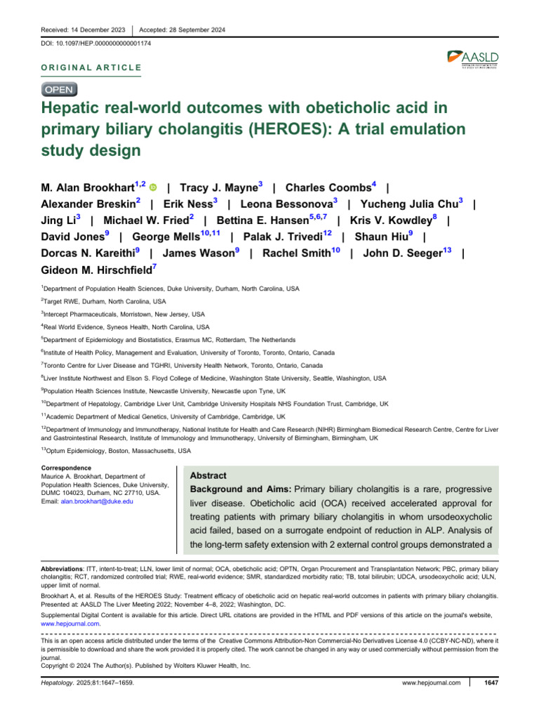 Outcomes of Obeticholic Acid in PBC | PDF | Liver | Clinical Medicine