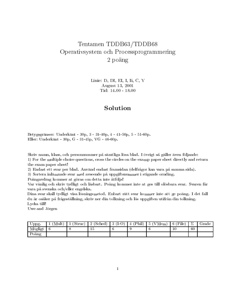 Operating System Exam Guidelines and Solutions | PDF | Operating System ...