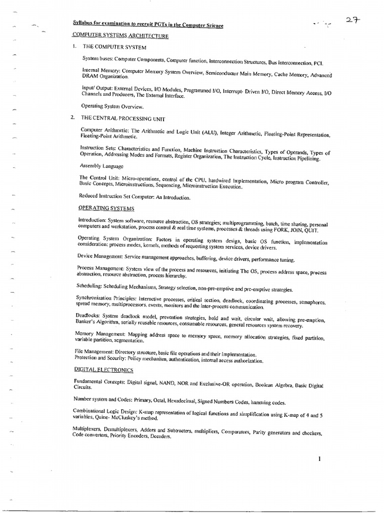 KVS PGT Computer Science Syllabus 2025 | PDF