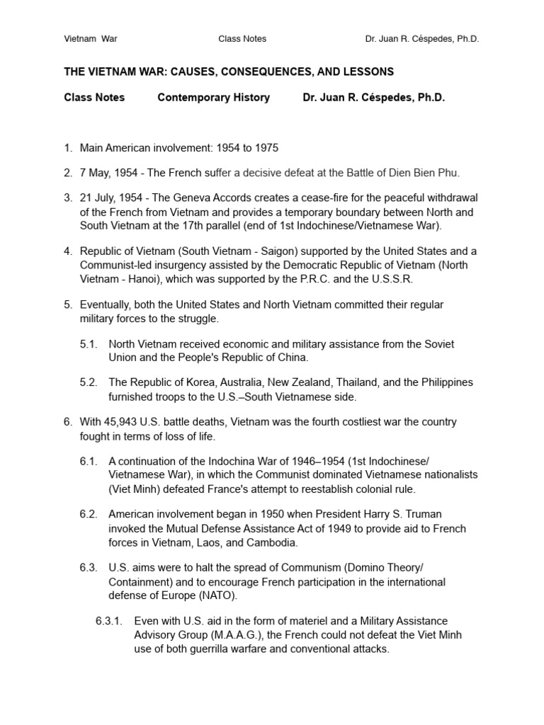 The Vietnam War Causes Consequences and | PDF | Vietnam War | Viet Cong