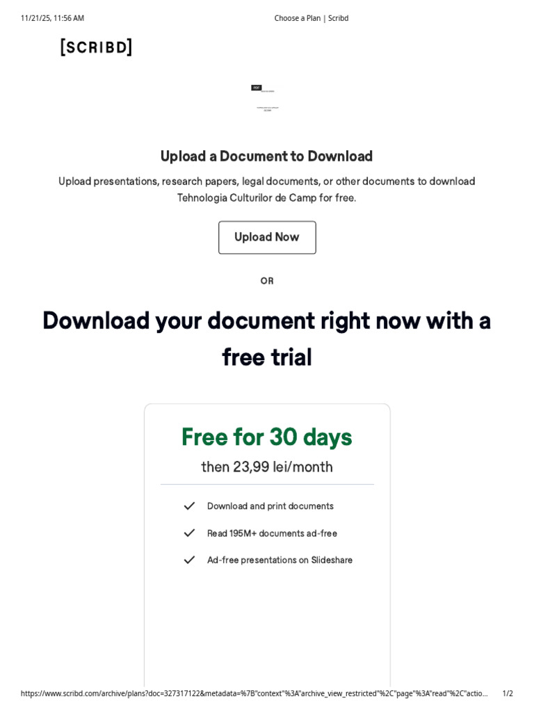 Choose A Plan - Scribd Tyujytrj Tyjtyj Tyjty T | PDF | Scribd