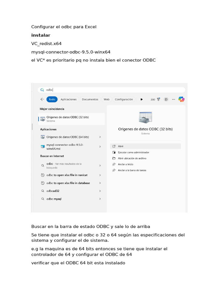 Configuración ODBC para Excel y MySQL | PDF