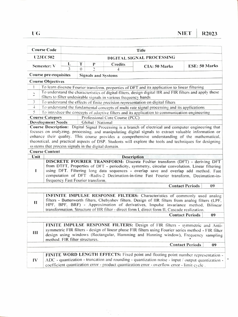 Digital Signal Processing | PDF | Discrete Fourier Transform | Filter ...