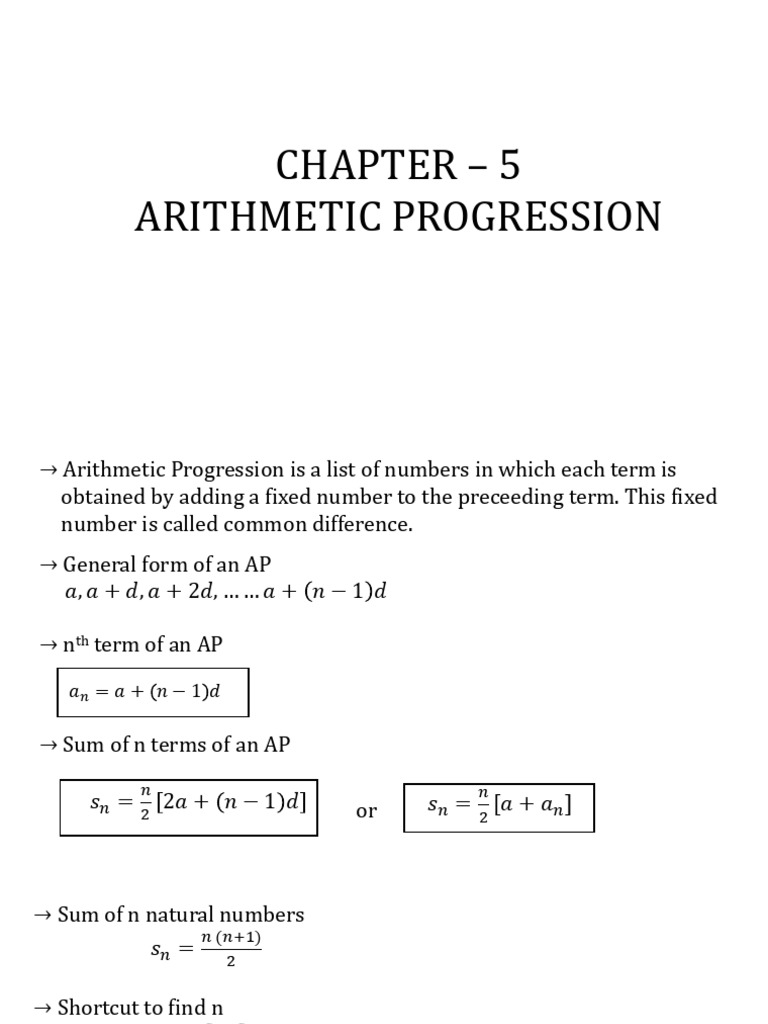 16 Nov Arithmetic Progression (Point Note) | PDF