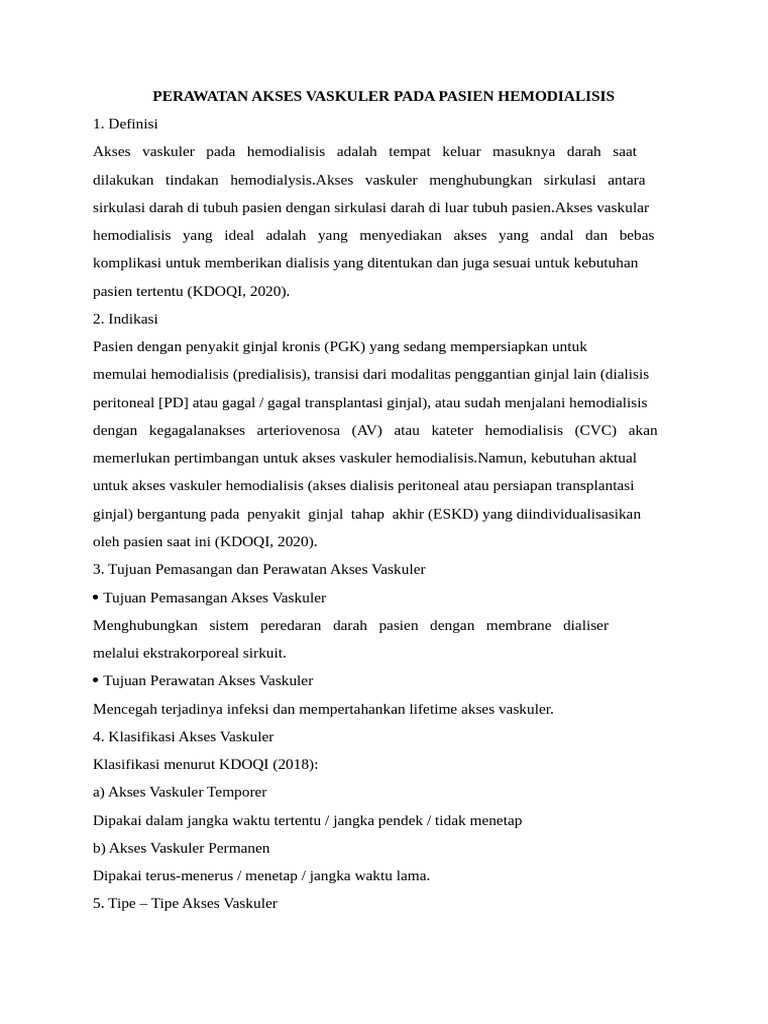 Perawatan Akses Vaskuler Hemodialisis | PDF